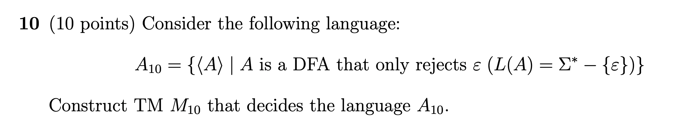 Solved 10 (10 points) Consider the following language: | Chegg.com