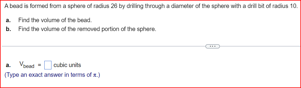 Solved A bead is formed from a sphere of radius 26 ﻿by | Chegg.com