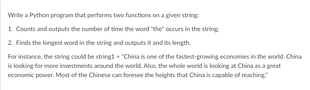 Solved Write a Python program that performs two functions on | Chegg.com