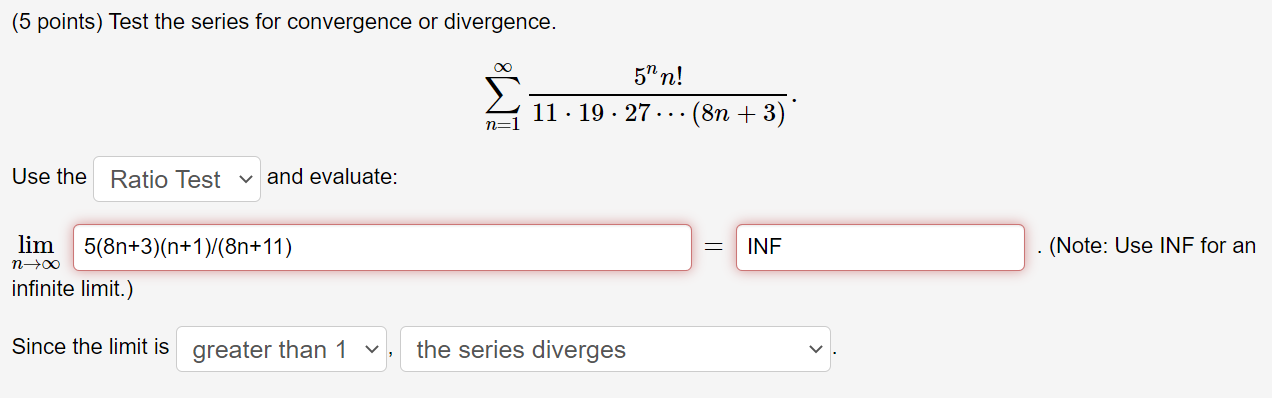 Solved (5 points) Test the series for convergence or | Chegg.com