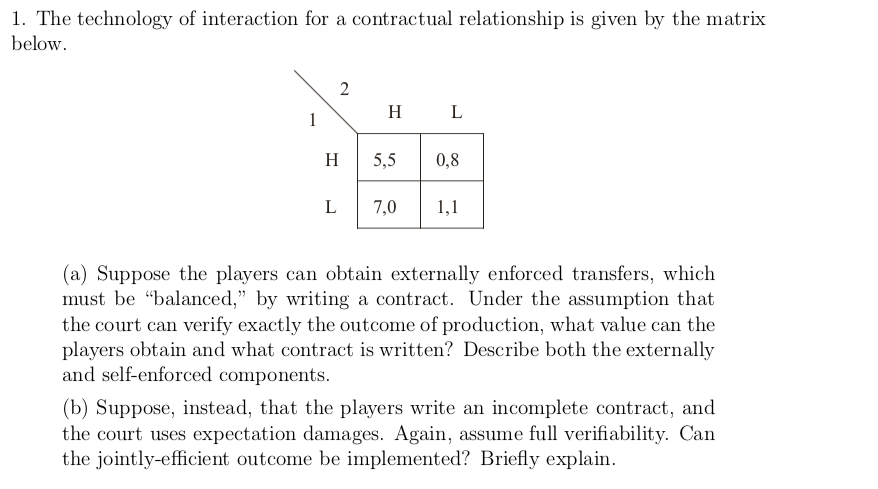 1. The technology of interaction for a contractual | Chegg.com