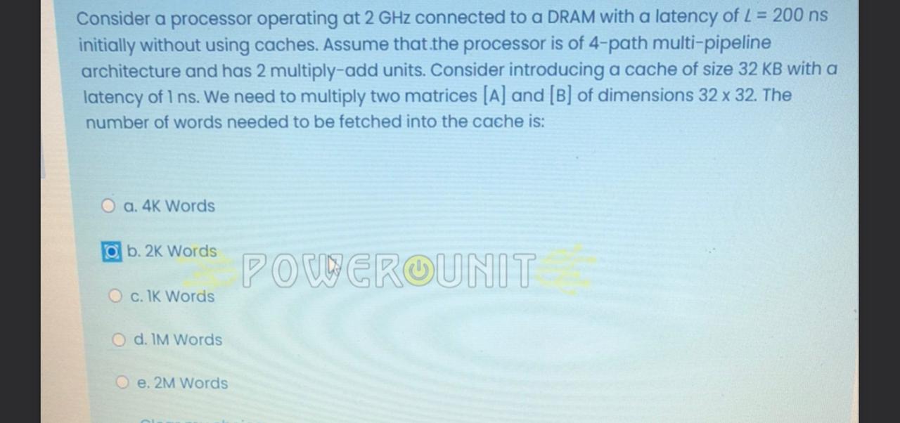 Solved Consider a processor operating at 2 GHz connected to | Chegg.com