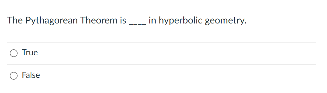 Solved The Pythagorean Theorem is in hyperbolic geometry. | Chegg.com