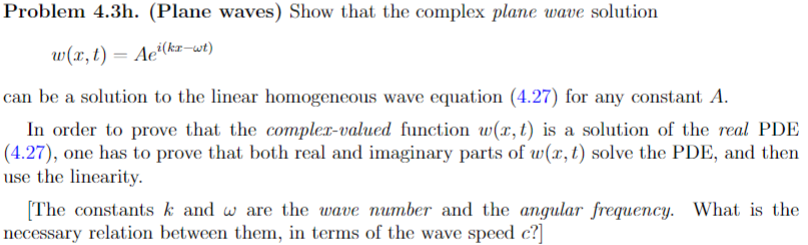 Solved Problem 4.3h. (Plane waves) Show that the complex | Chegg.com