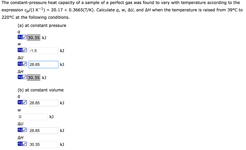Solved The constant-pressure heat capacity of a sample of a | Chegg.com