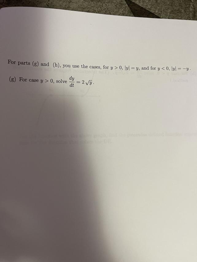 Solved For parts (g) and (h), you use the cases, for | Chegg.com