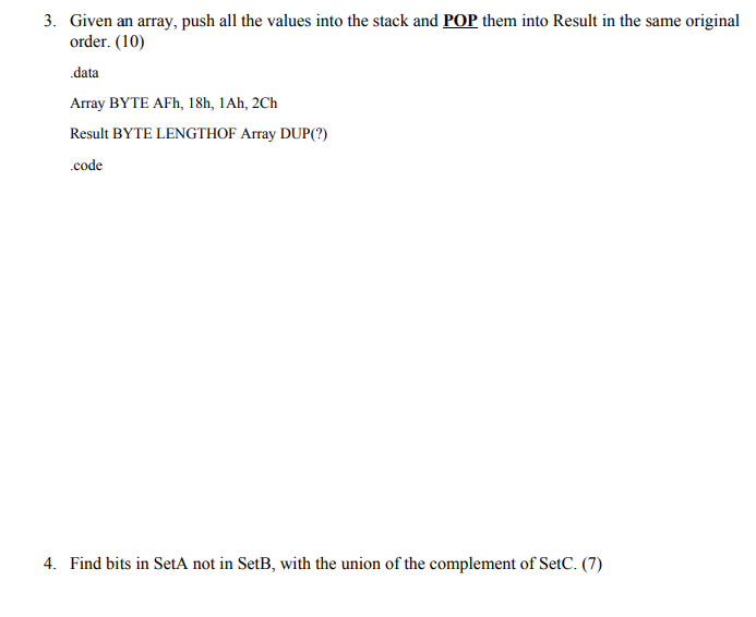 Solved 3. Given an array, push all the values into the stack | Chegg.com