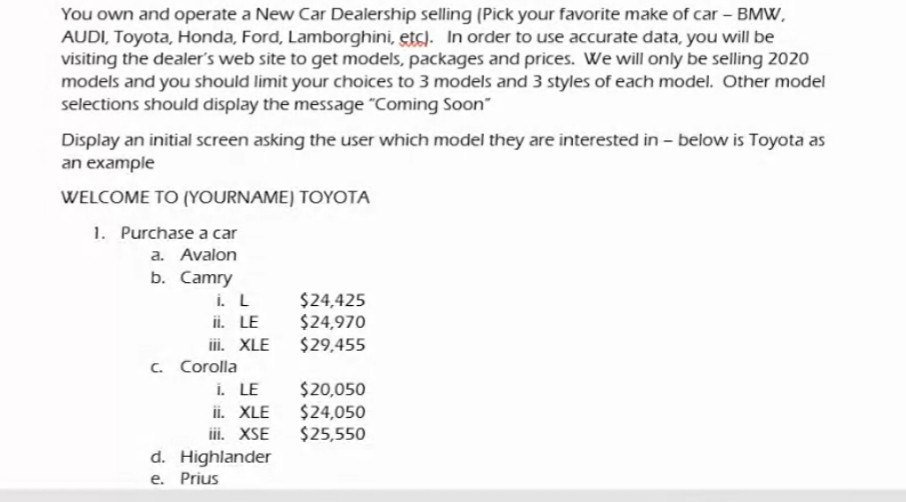 You own and operate a New Car Dealership selling | Chegg.com