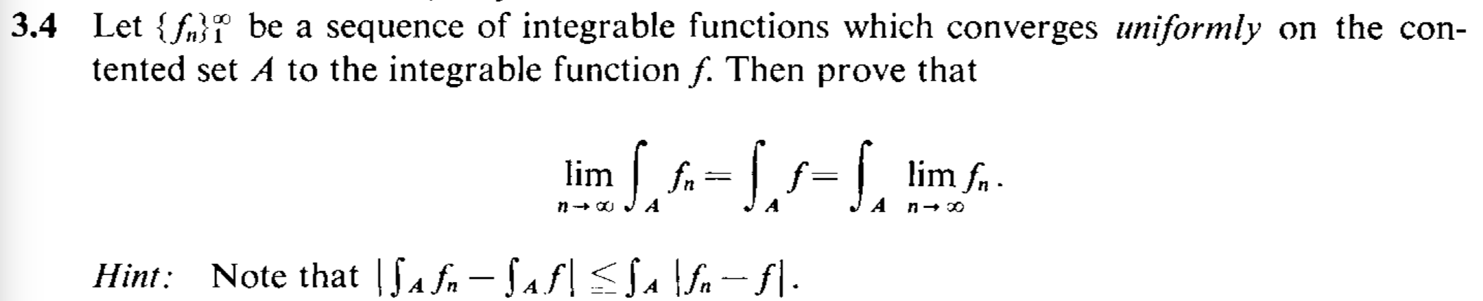 Solved 3.4 Let {fni be a sequence of integrable functions | Chegg.com