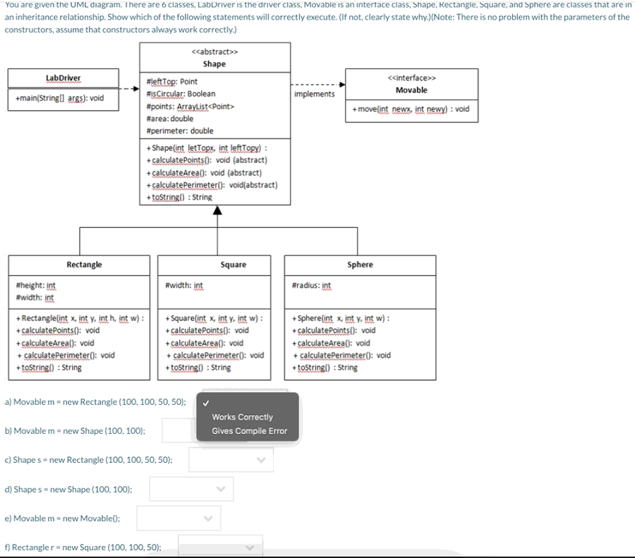 Solved You are given the UML diagram. There are 6 classes, | Chegg.com