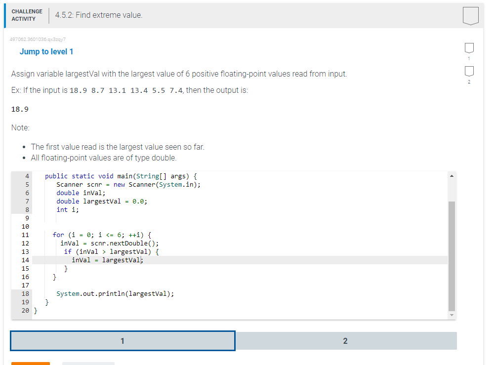 Solved CHALLENGE ACTIVITY 4.5.2: Find extreme value. | Chegg.com