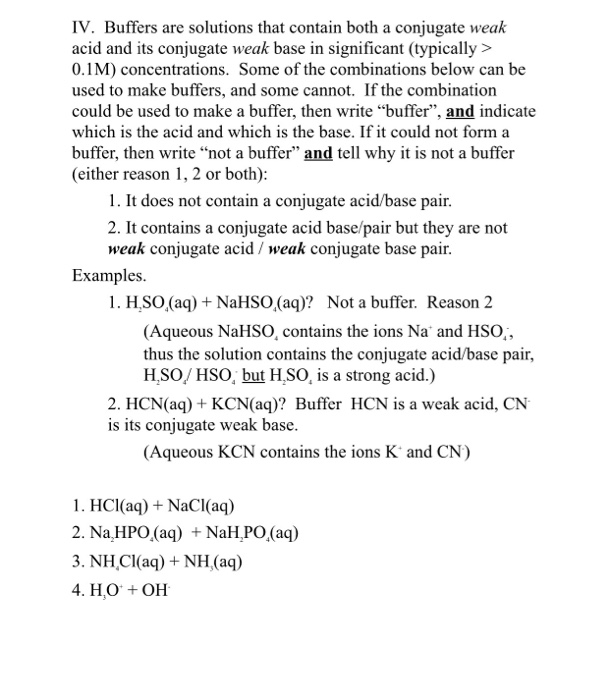 Solved IV. Buffers are solutions that contain both a | Chegg.com