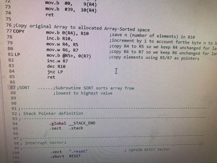 Solved "main asm 26 Memory allocation of Arrays must be done | Chegg.com