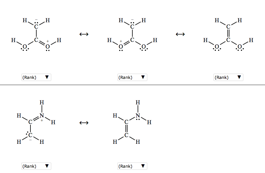 Solved Rank the resonance structures in each row of the | Chegg.com