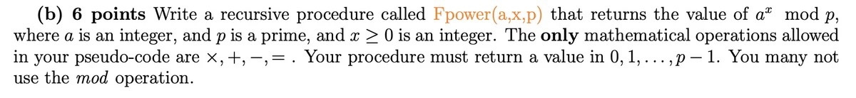 Solved (b) 6 points Write a recursive procedure called | Chegg.com