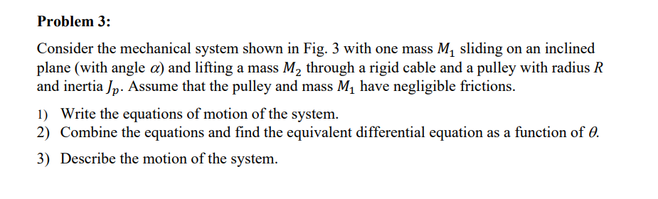 Solved Problem 3: Consider the mechanical system shown in | Chegg.com