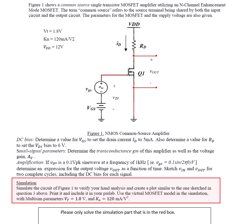 Solved Figure 1 shows a common source single transistor | Chegg.com