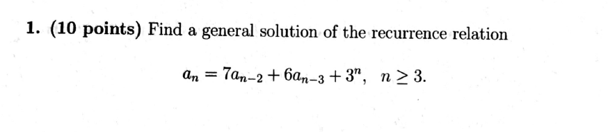 Solved 1. (10 points) Find a general solution of the | Chegg.com