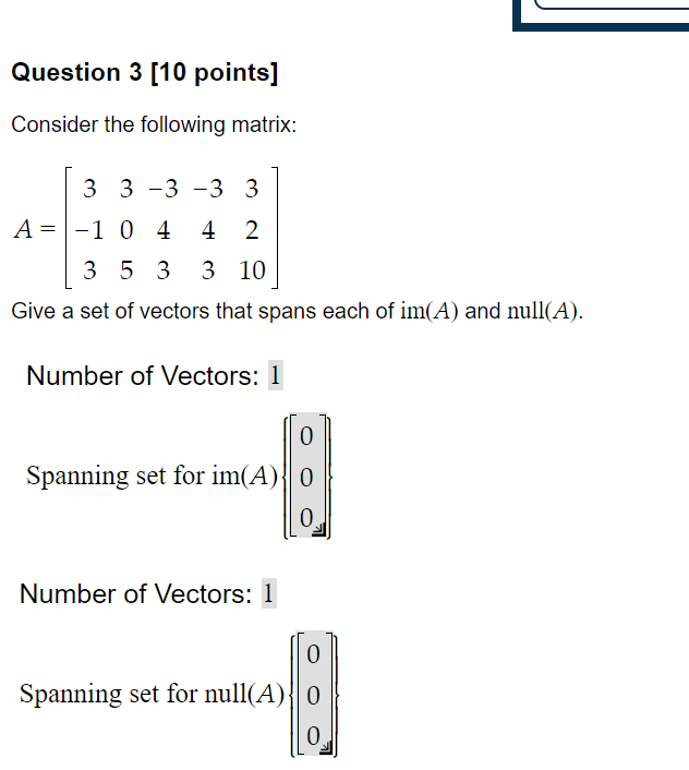 Solved Consider the following matrix: | Chegg.com
