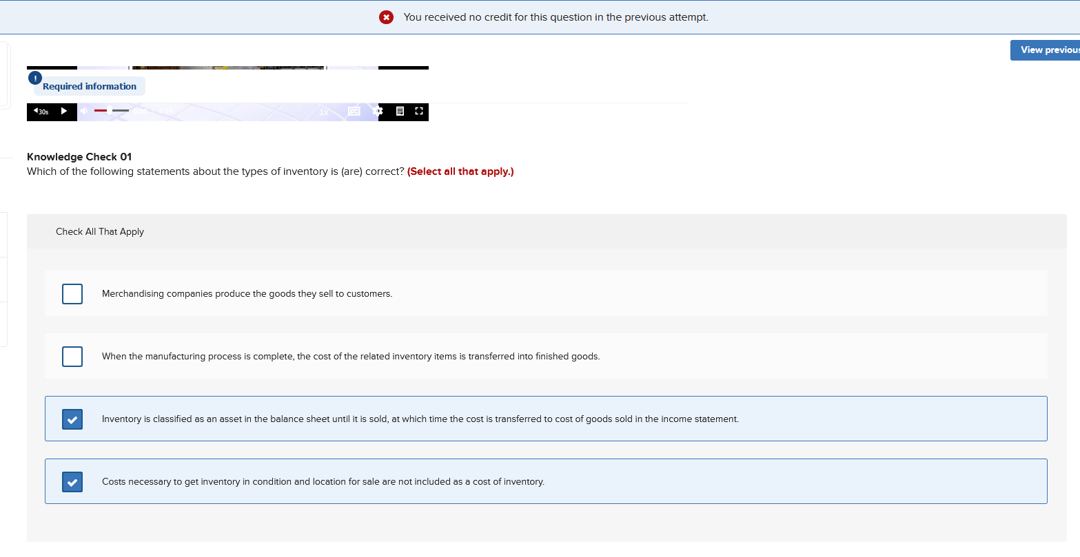 * You received no credit for this question in the | Chegg.com