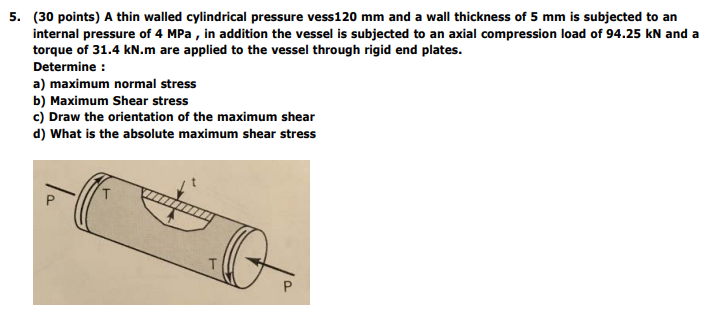 Solved (30 points) A thin walled cylindrical pressure | Chegg.com