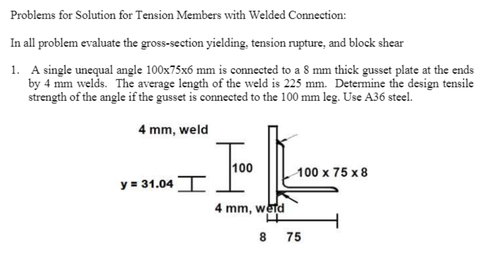 Solved Problems for Solution for Tension Members with Welded | Chegg.com