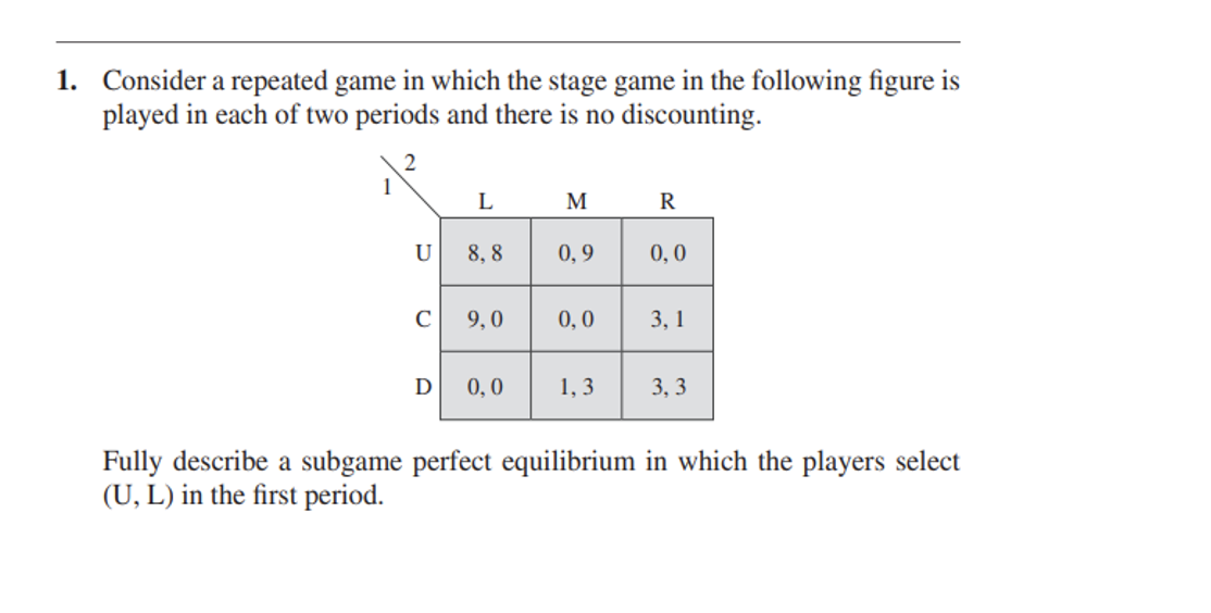 Solved Consider a repeated game in which the stage game in | Chegg.com