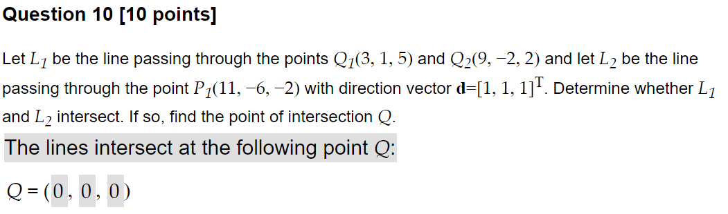 Solved Let L1 be the line passing through the points | Chegg.com