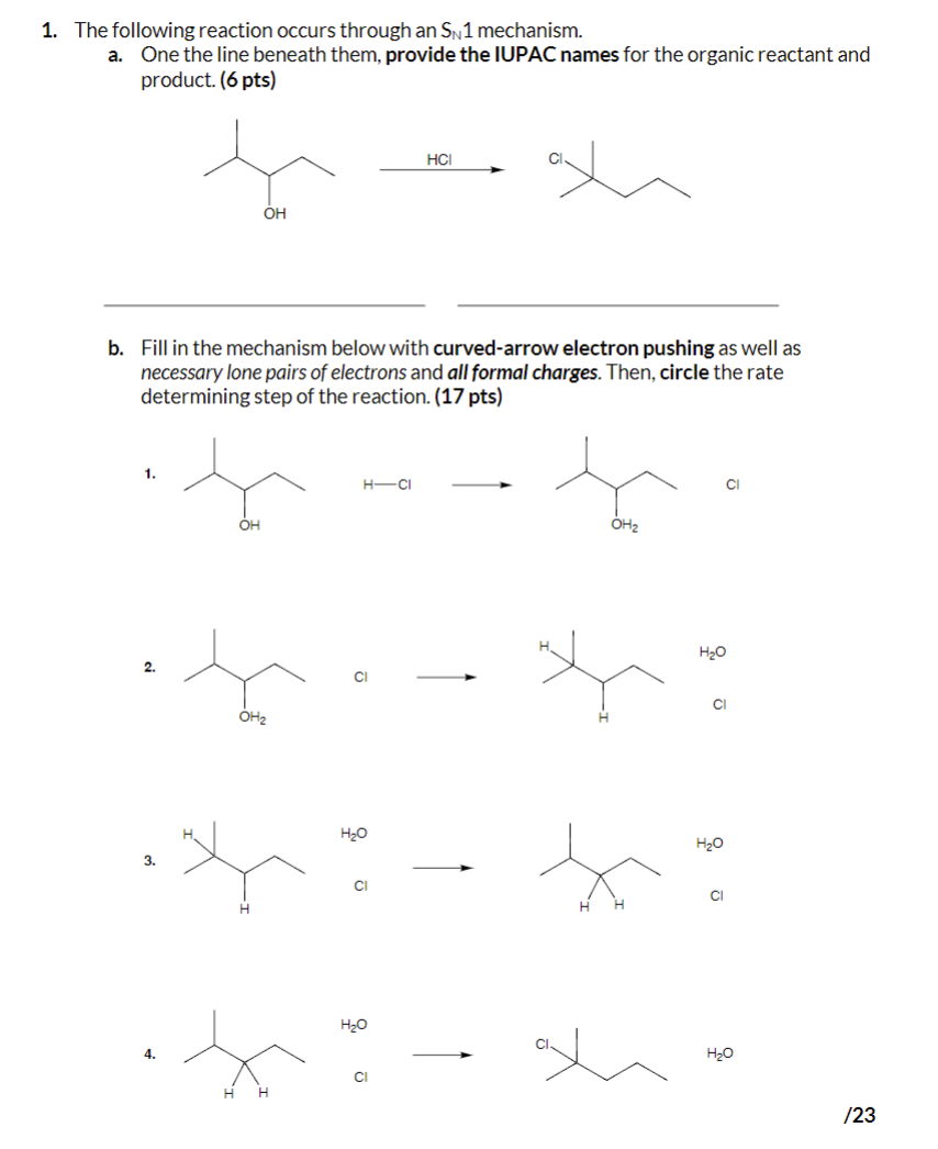 Solved 1. The following reaction occurs through an SN1 | Chegg.com
