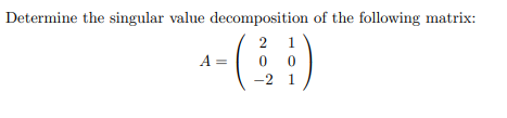 Solved Determine the singular value decomposition of the | Chegg.com