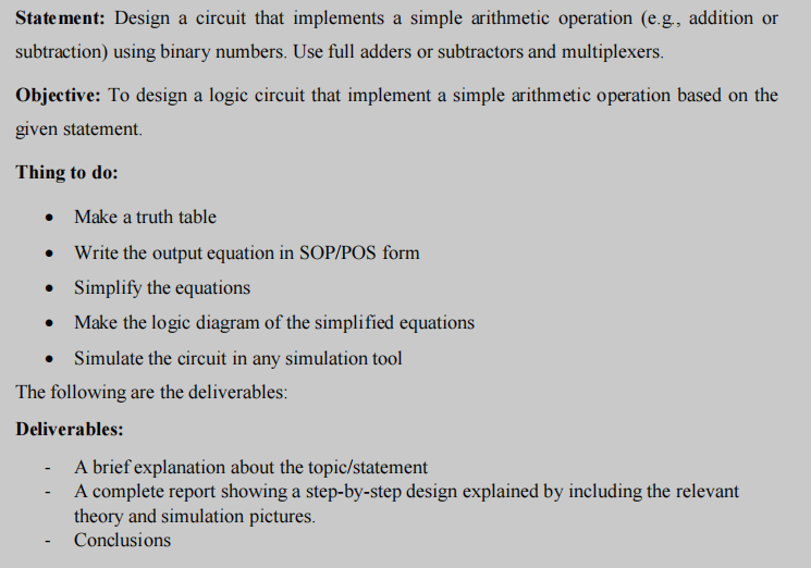 Solved Statement: Design a circuit that implements a simple | Chegg.com