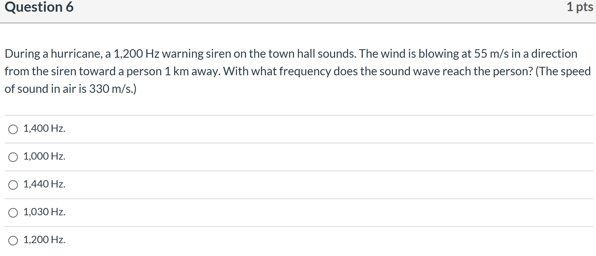 Solved During a hurricane, a 1,200 Hz warning siren on the | Chegg.com