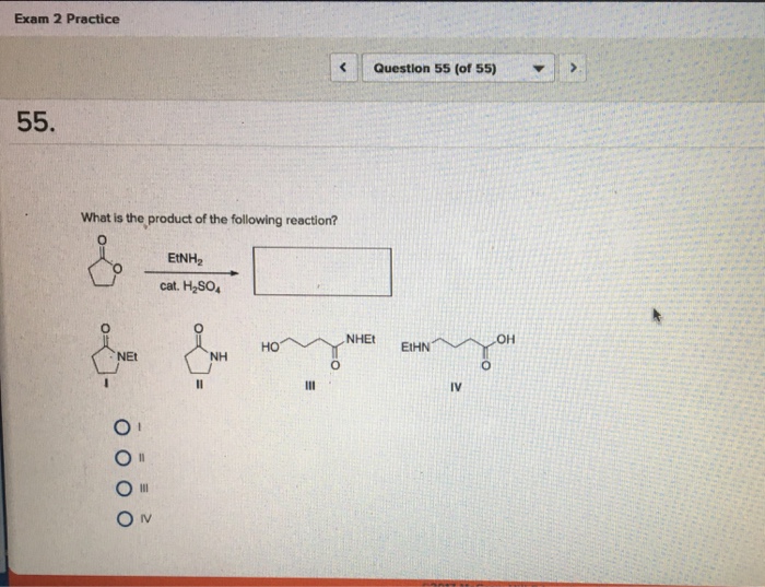 Solved Exam 2 Practice Question 55 (of 55) 55. What is the | Chegg.com