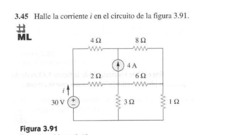 Solved 3.45 ﻿Halle la corriente i ﻿en el circuito de la | Chegg.com