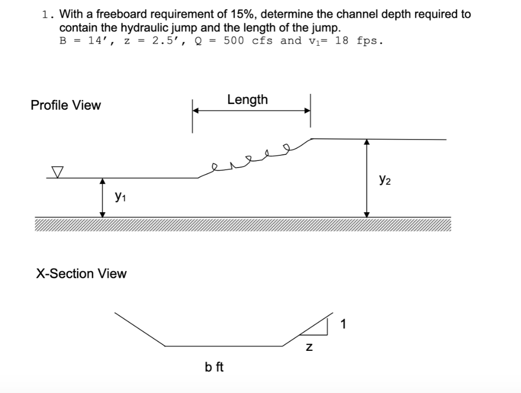 Solved 1 . With a freeboard requirement of 15%, determine | Chegg.com