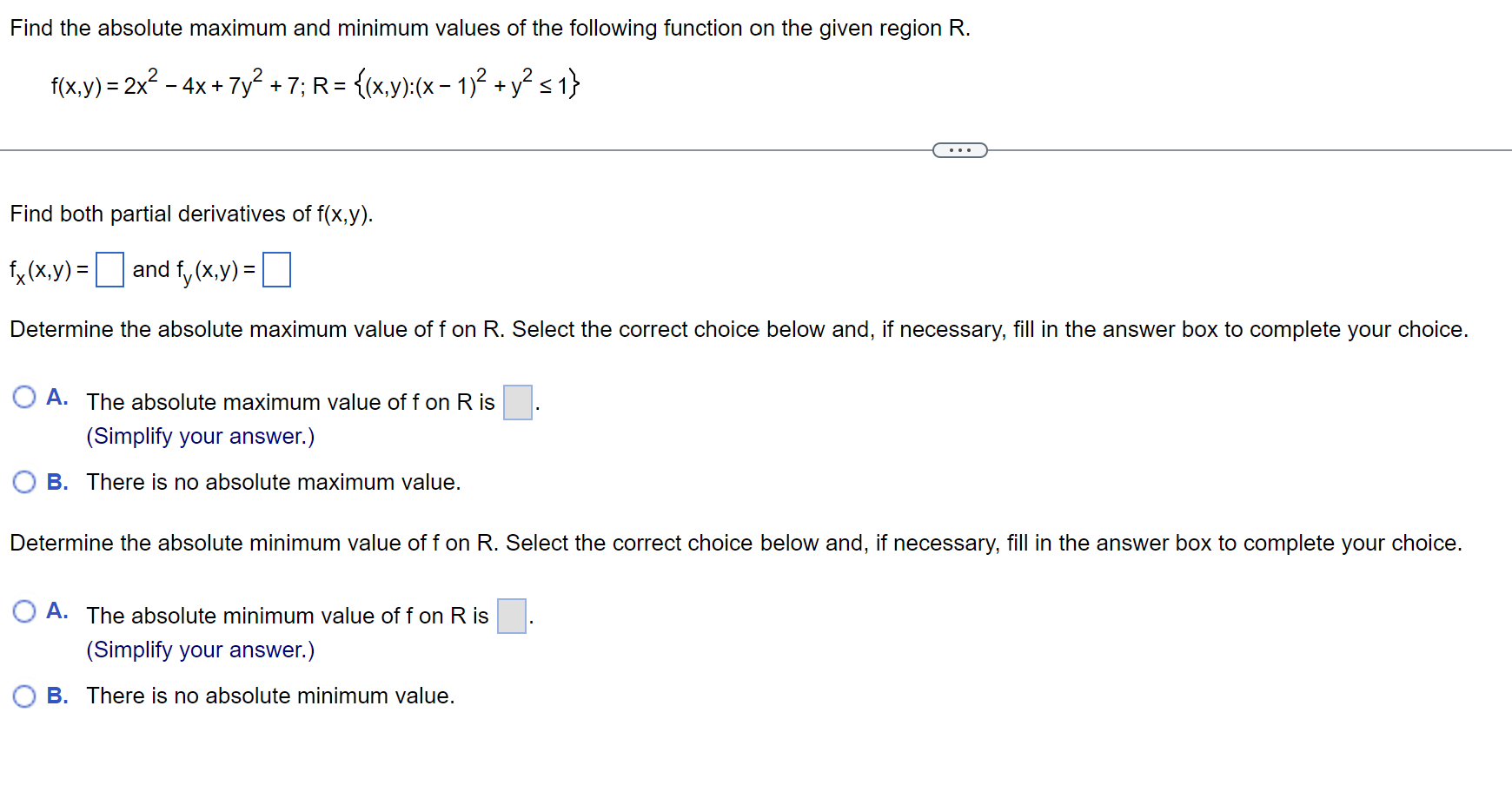 Solved Find the absolute maximum and minimum values of the | Chegg.com