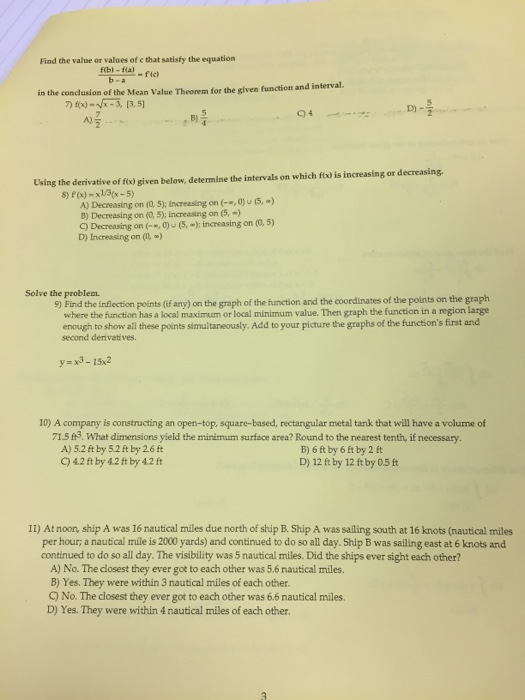 Solved Find the derivative at each critical point and | Chegg.com
