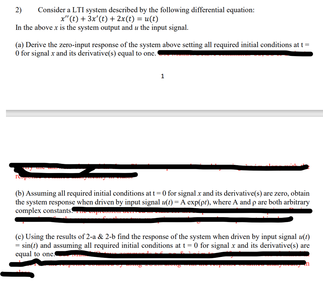 Solved 2) Consider a LTI system described by the following | Chegg.com
