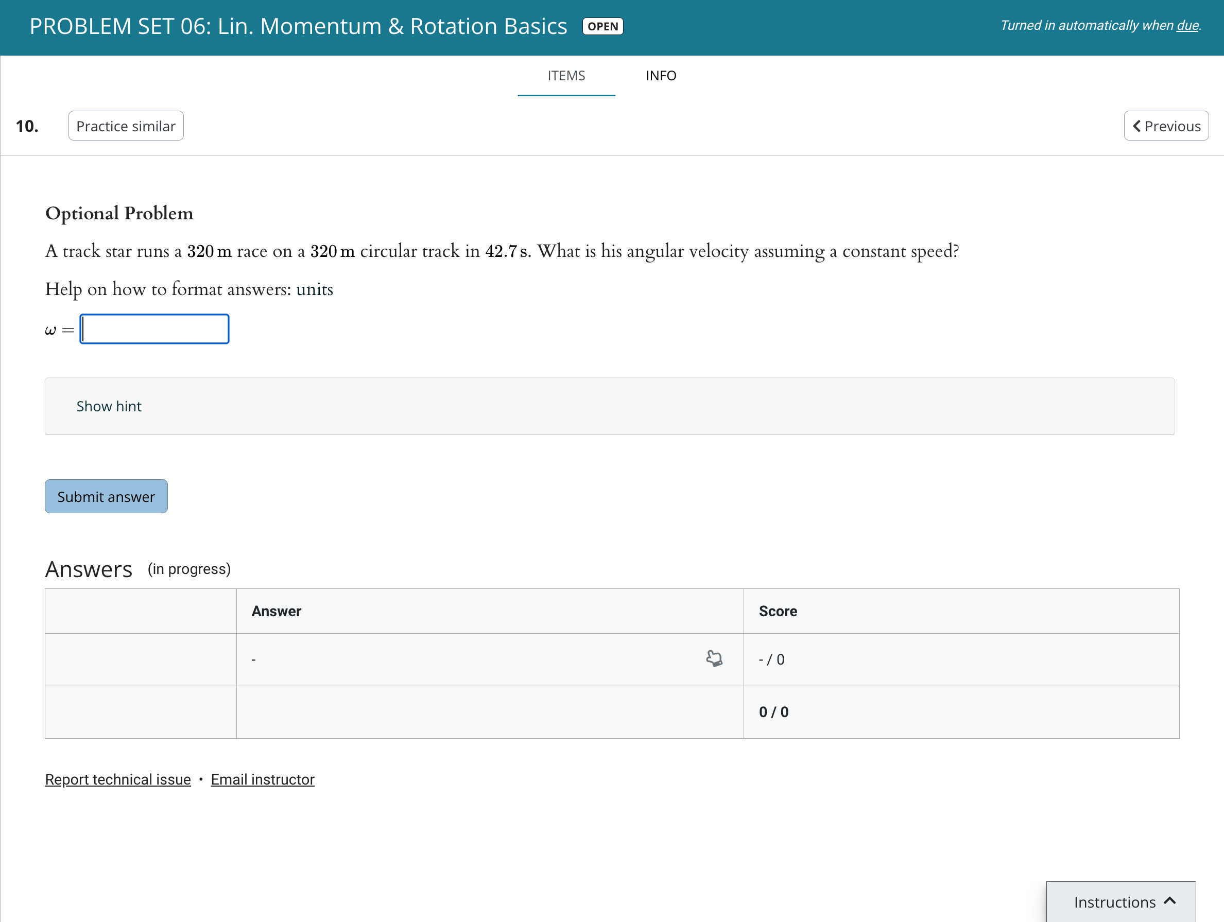 Solved A track star runs a 320 m race on a 320 m circular | Chegg.com