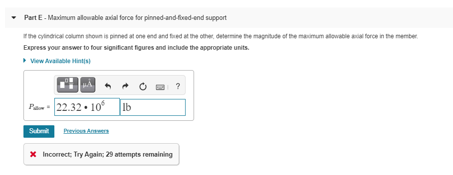 Solved Learning Goal: To determine the maximum allowable | Chegg.com