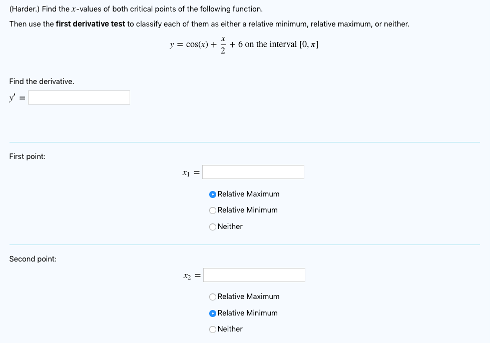 Solved (Harder.) Find the x-values of both critical points | Chegg.com