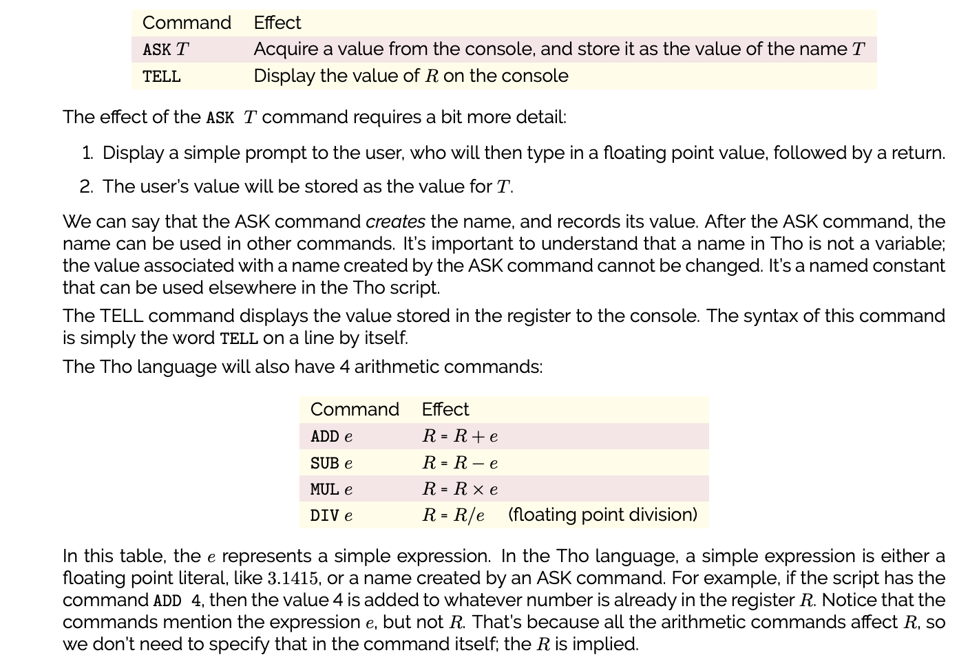 Solved A simple calculating language: Tho The end goal of | Chegg.com