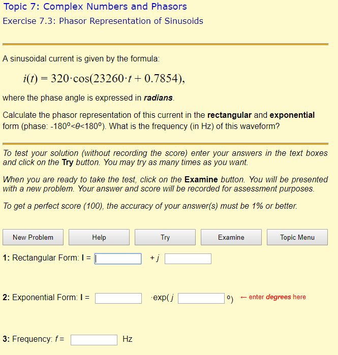 Solved Topic 7: Complex Numbers and Phasors Exercise 7.3: | Chegg.com
