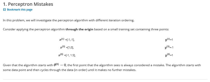 Solved 1. Perceptron Mistakes Bookmark this page In this | Chegg.com