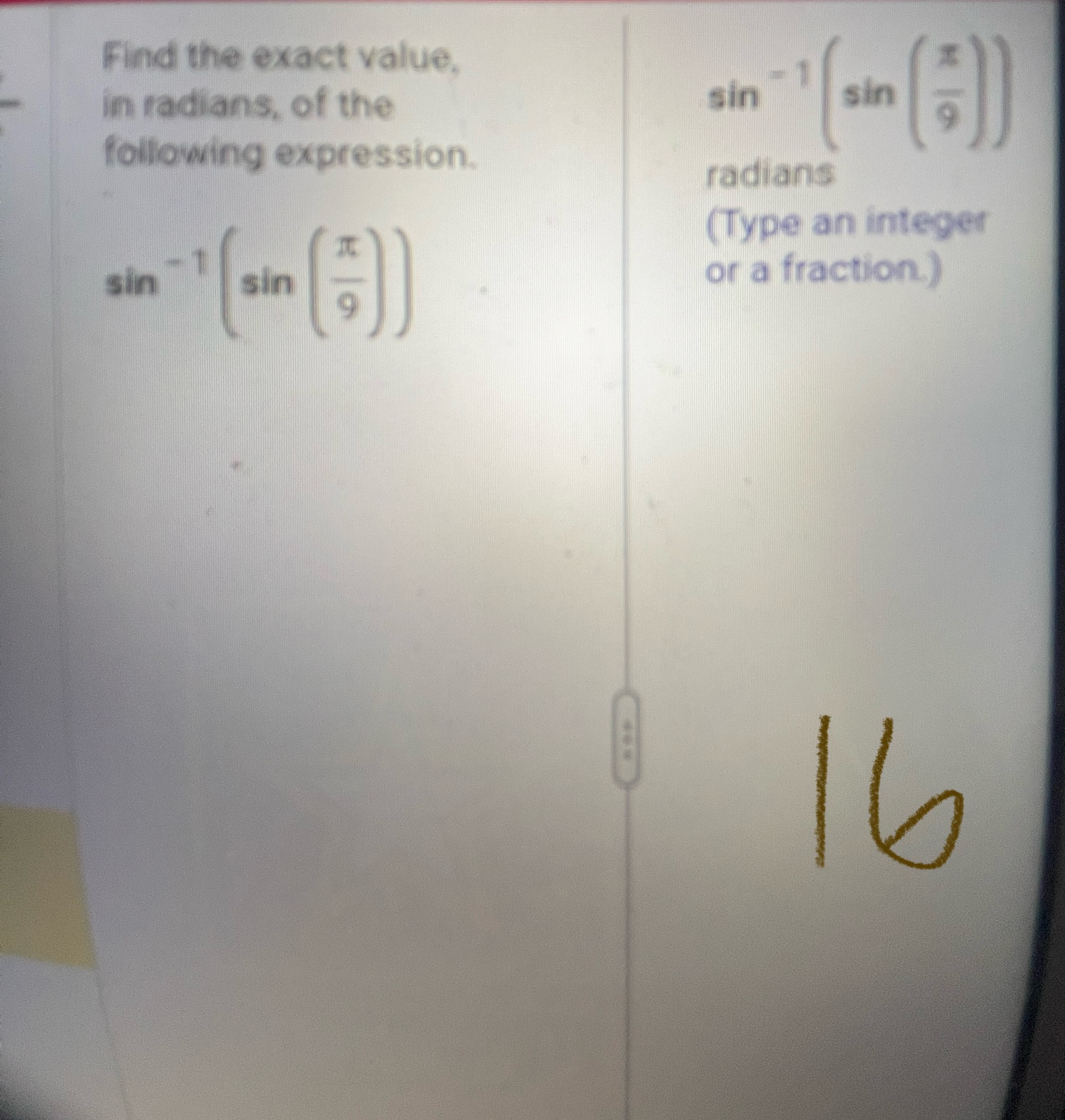 Solved Find the exact value,in ﻿radians, of ﻿thefollowing | Chegg.com
