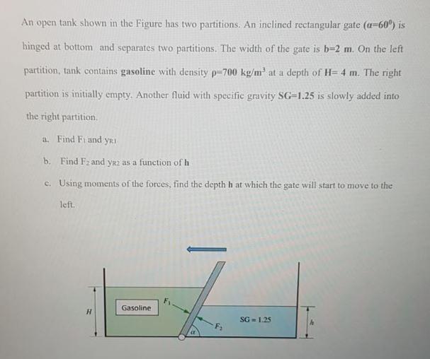 Solved An open tank shown in the Figure has two partitions. | Chegg.com