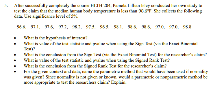 Solved 5. After successfully completely the course HLTH 204, | Chegg.com