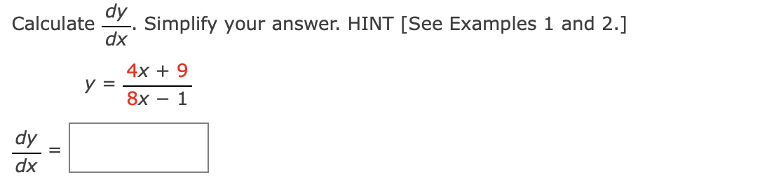 Solved Calculate dydx. ﻿Simplify your answer. HINT [See | Chegg.com