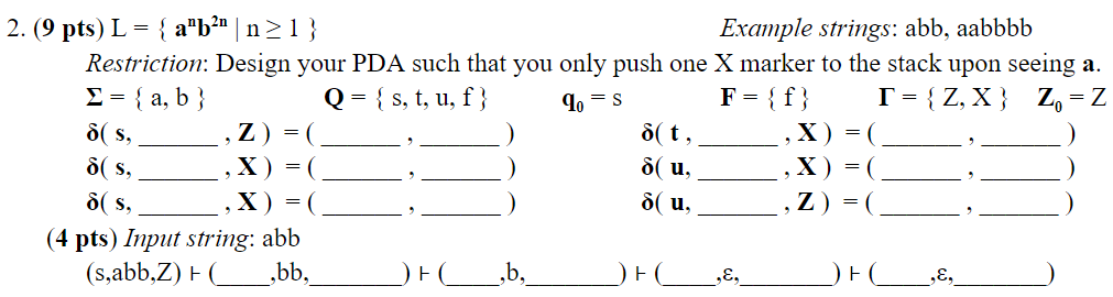 Solved PDA Design Hint Item #2 States: s = processing a, t | Chegg.com