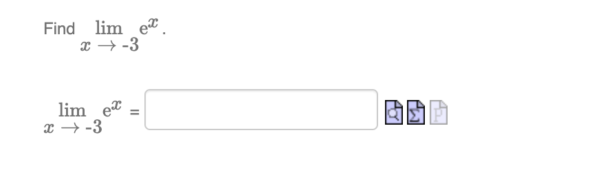 Solved Find limx→−3ex | Chegg.com